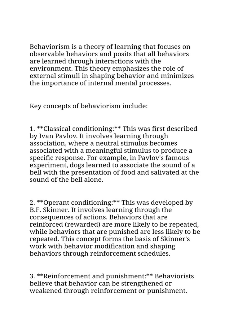 Behaviourism Theory of Learning | PDF