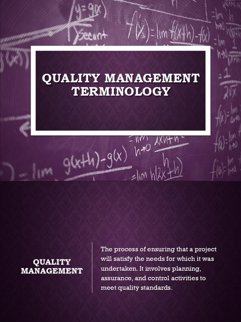 Quality Management Terminology | PDF