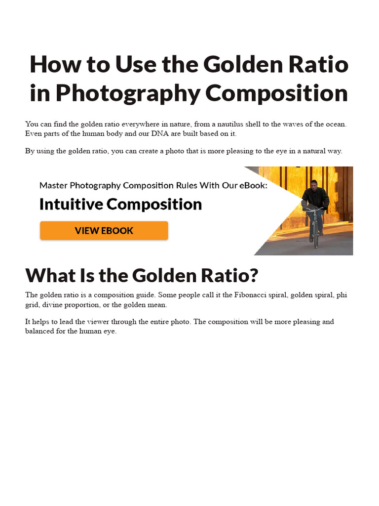 How To Use The Golden Ratio in Photography Composition | PDF