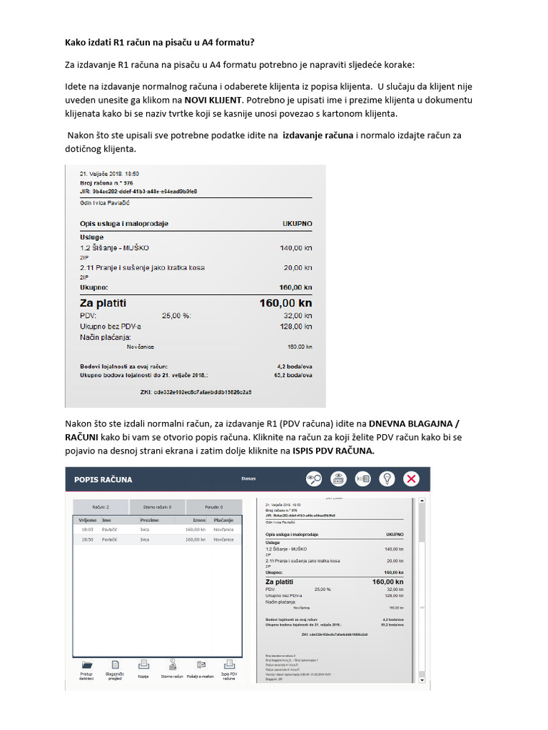 Kako Izdati R1 Racun Na Pisacu U A4 Formatu | PDF