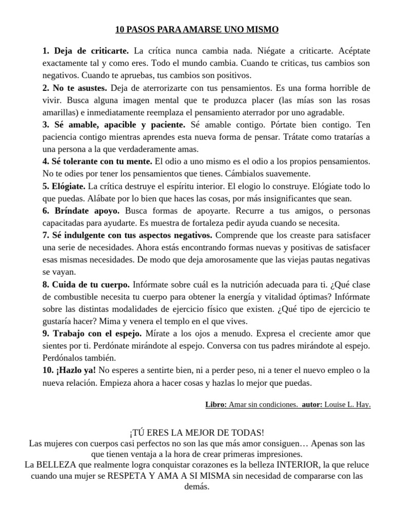 10 Pasos para Amarse Uno Mismo | PDF
