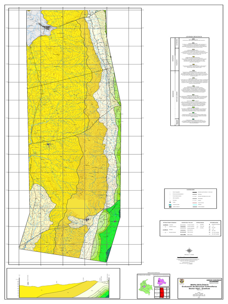 Evaluación de Recursos Carboníferos Sector Vianí - Guaduas Mapa Geológico | PDF