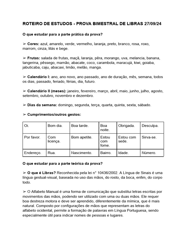 Prova Libras | PDF