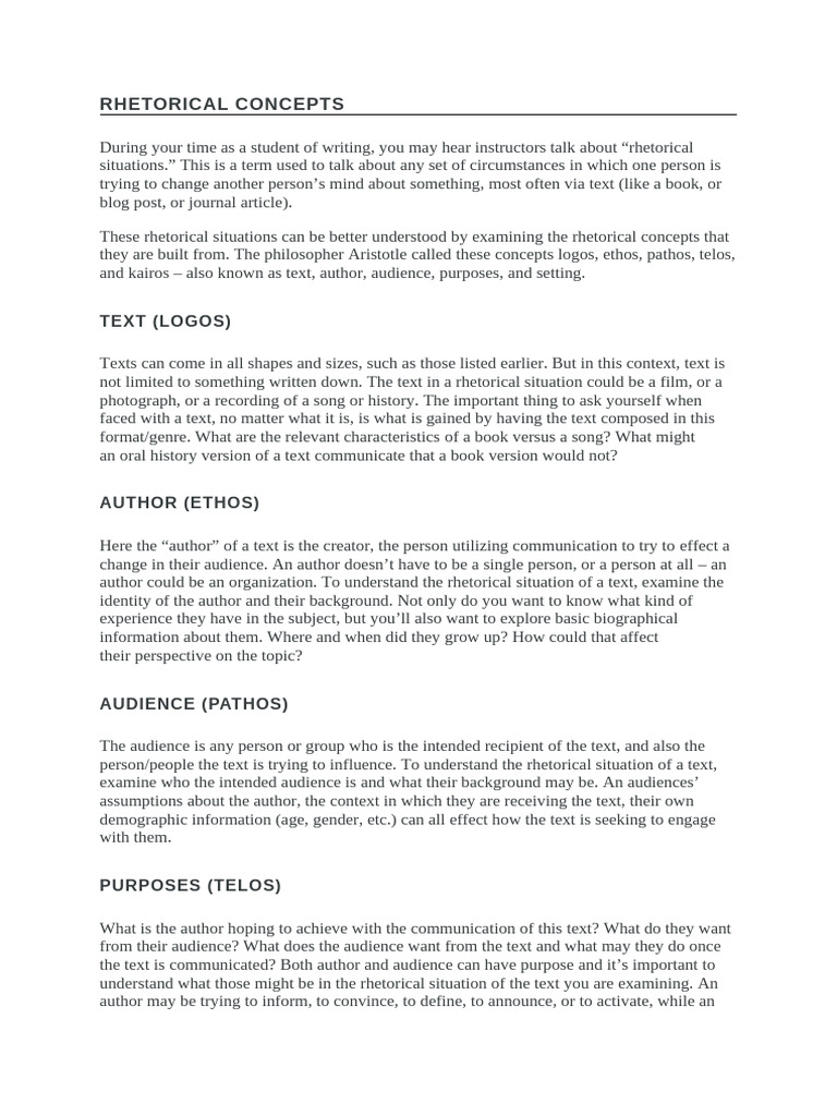 Rhetorical Concepts | PDF