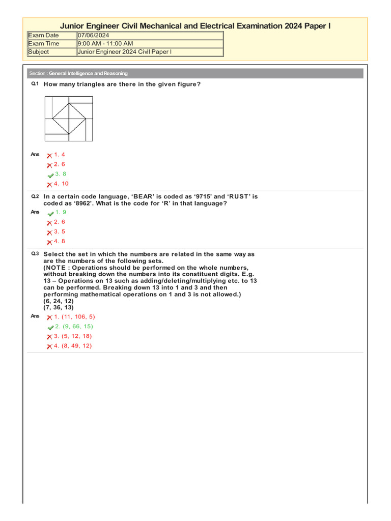 ssc je 2024 english answer key compilation | PDF