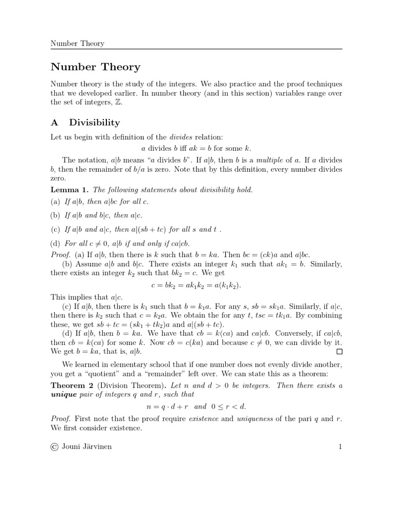 Lecture6 - Number Theory | PDF