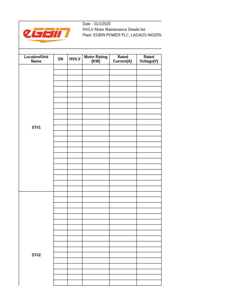 Motor condition Monitoring Check list Sheet | PDF