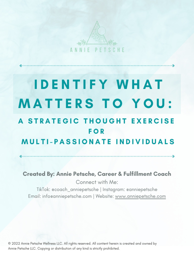 Identify+What+Matters Thought+Exercise+for+MP's | PDF | Experience ...