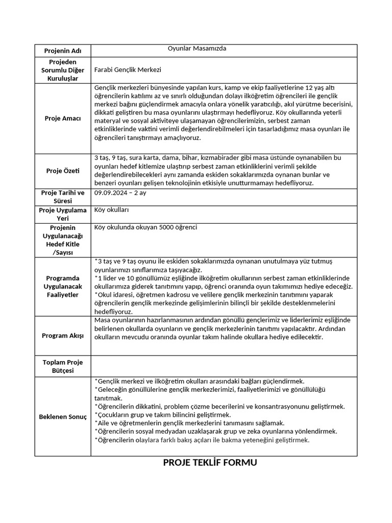 Proje Teklif Formu | PDF