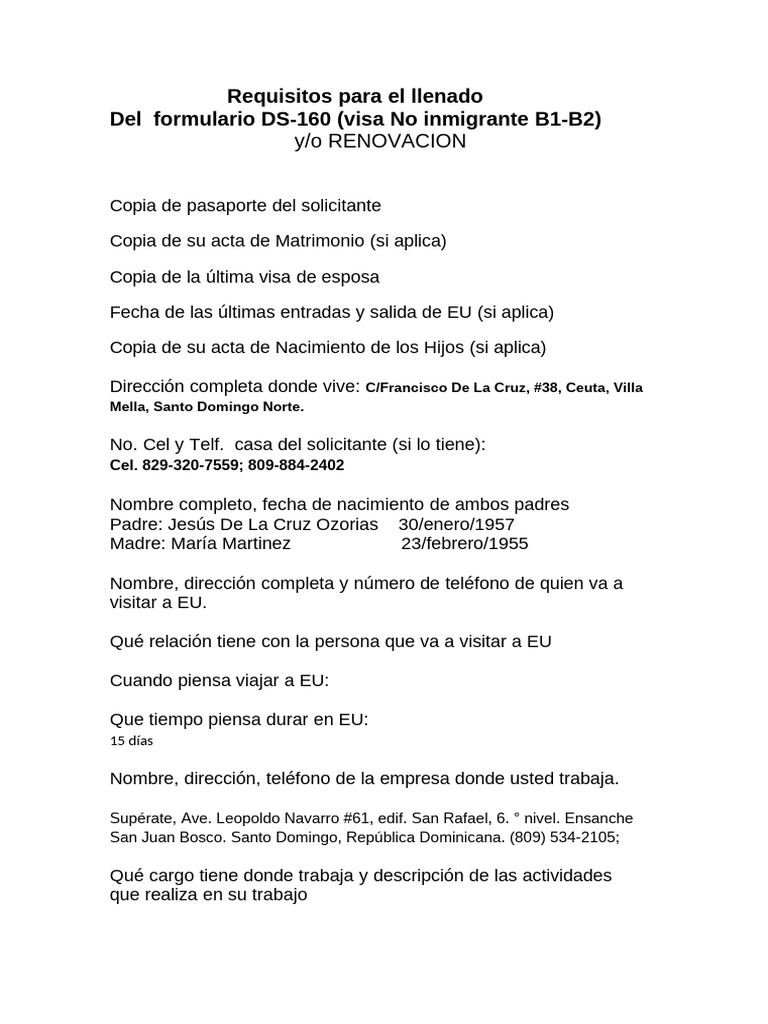 Guía para Formulario DS-160 y Renovación | PDF | Política | Ciencias ...