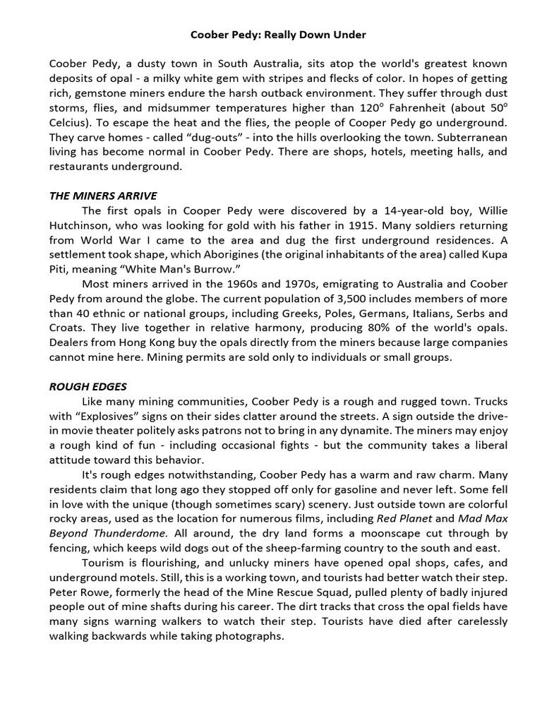 1.1 Coober Pedy - Really Down Under | PDF