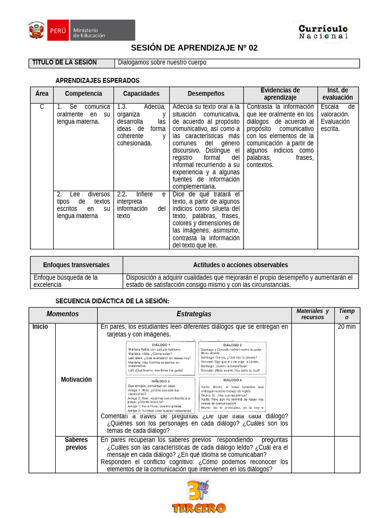 Sesion de Aprendizaje N°2 | PDF