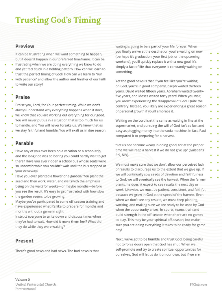 Trusting God's Timing | PDF