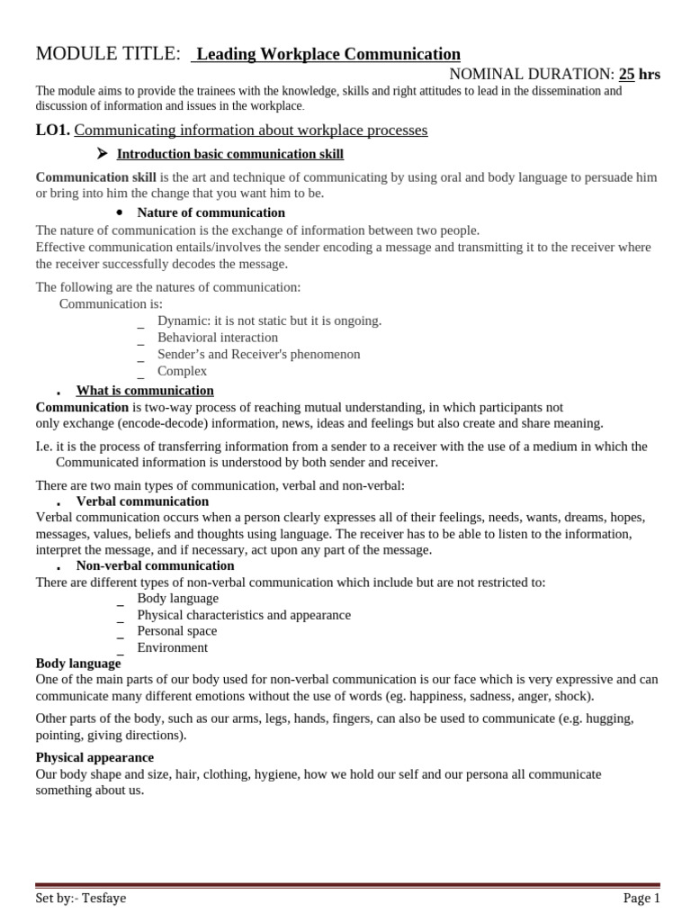 Leading Workplace Communication | PDF