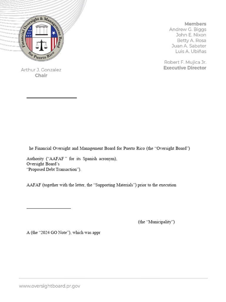 FOMB Letter - AAFAF - Dorado 207 Request - October 4, 2024 | PDF ...