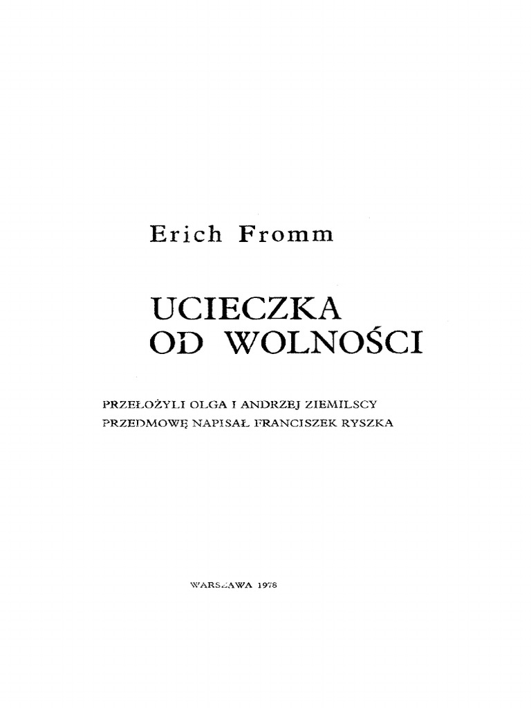 Ucieczka Od Wolności by Fromm Erich | PDF