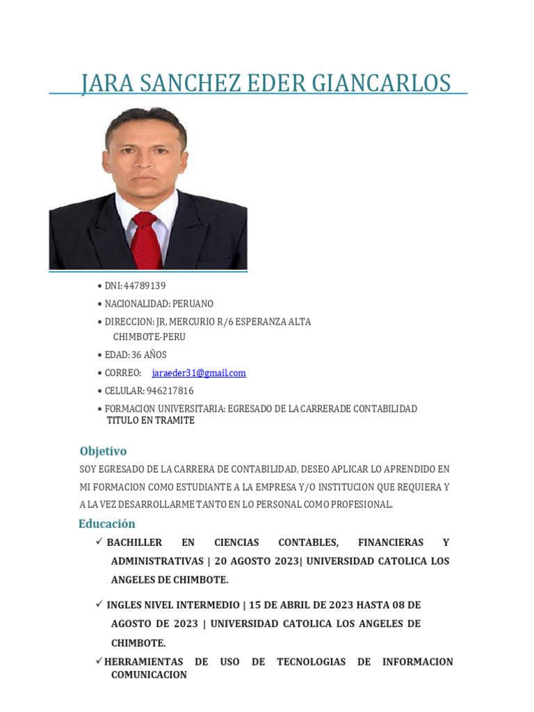 CV Eder Jara-1 | PDF