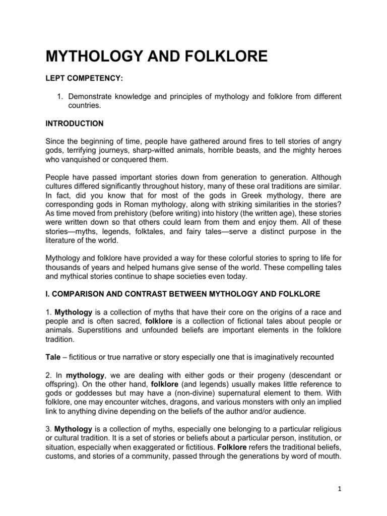 Mythology and Folklore Module 1 | PDF | Greek Mythology | Zeus