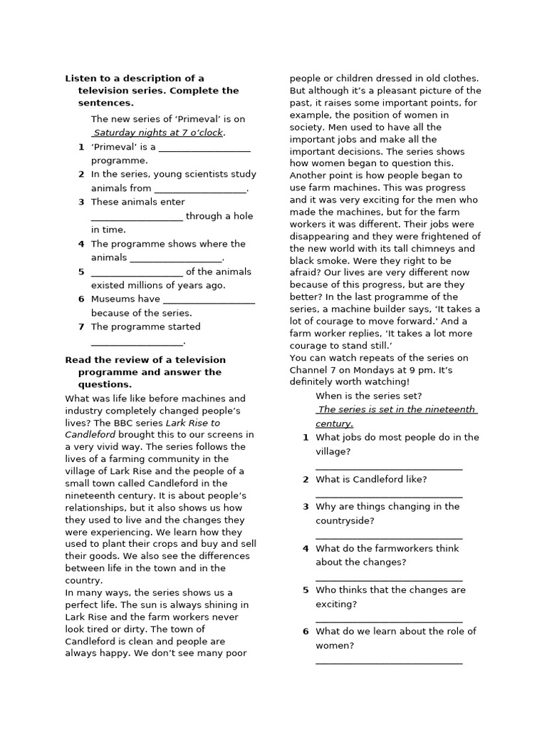 Listen To A Description of A Television Series | PDF