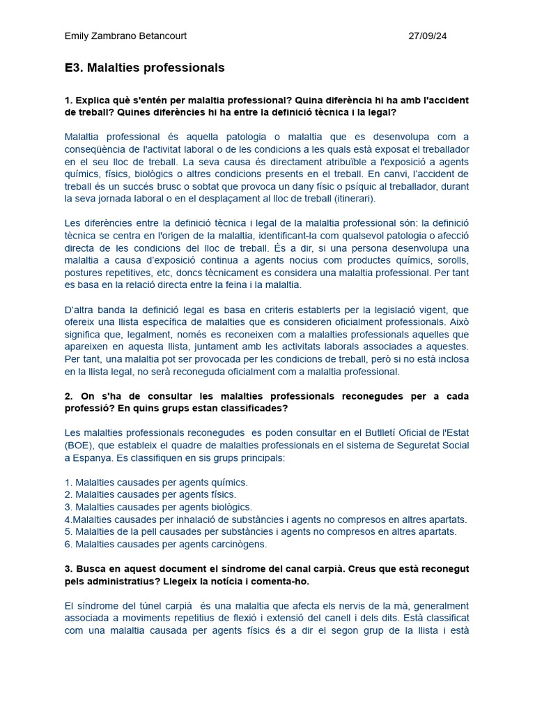 E3. Malalties Professionals | PDF