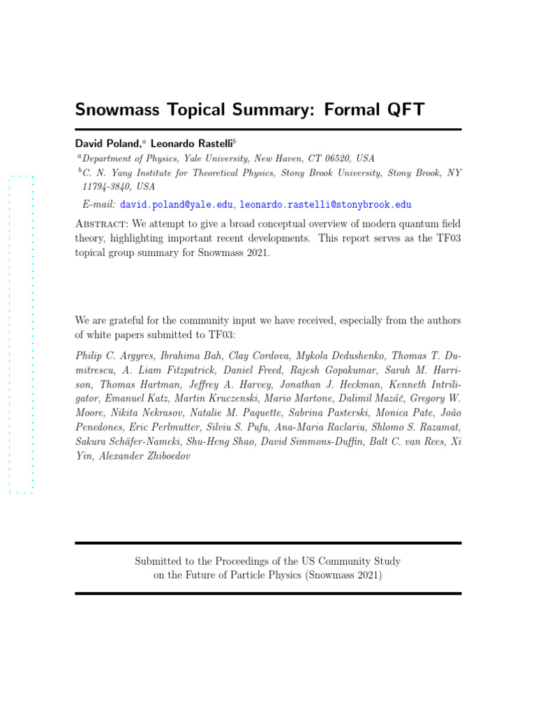 Snowmass Topical Summary | PDF
