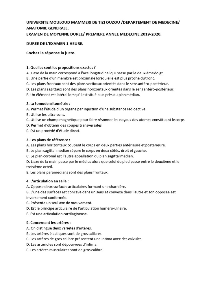 EMD 1 Anatomie 2020 | PDF