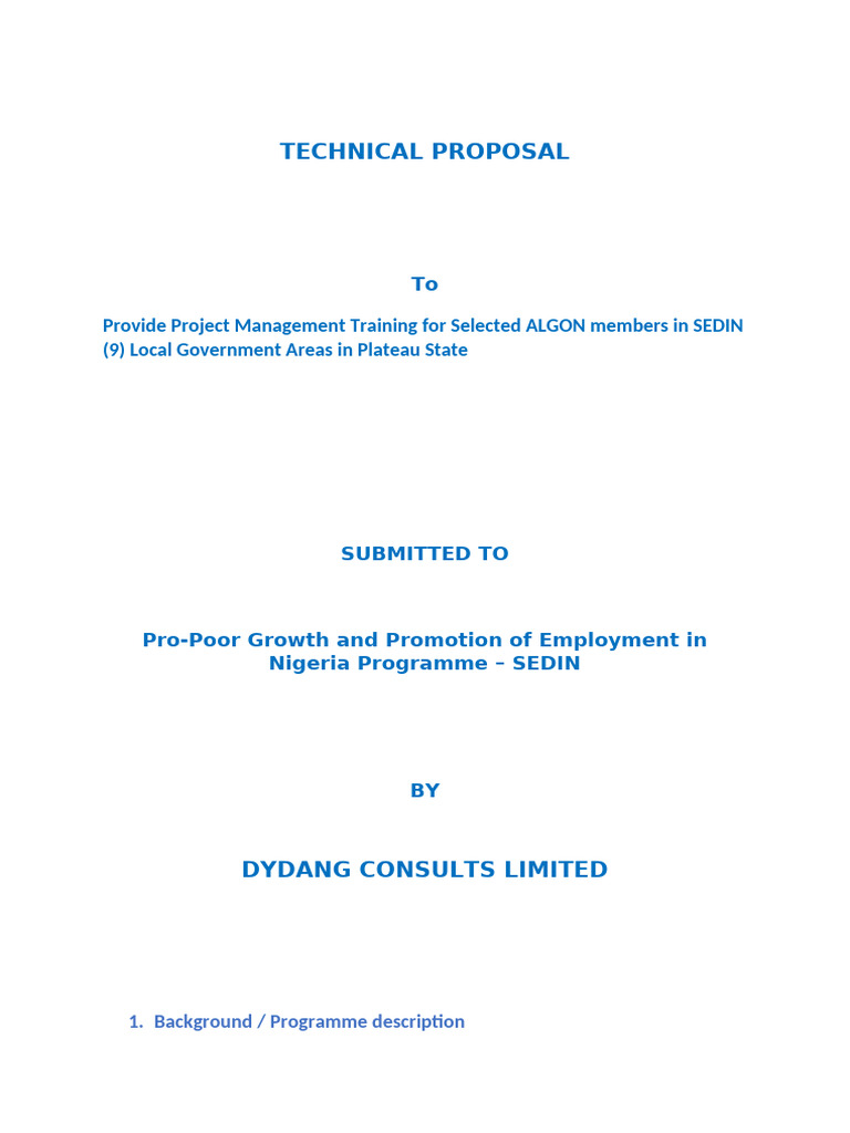 TECHNICAL PROPOSAL PM Training | PDF