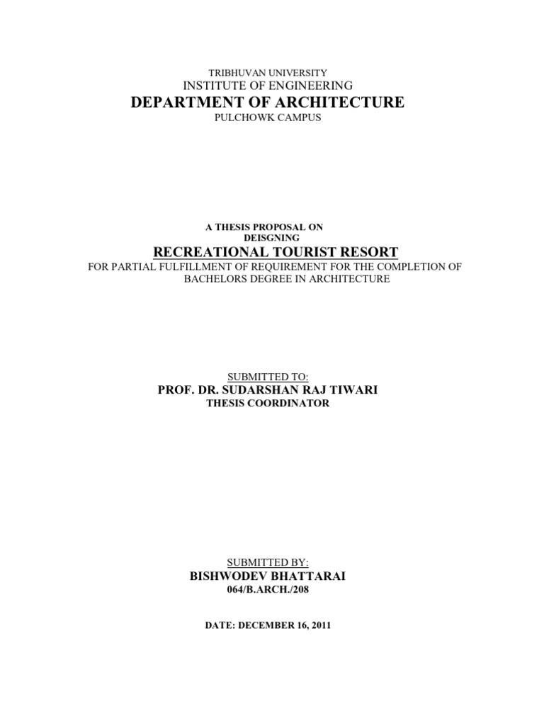 Thesis Proposal On Resort Design | PDF | Resort | Tourism