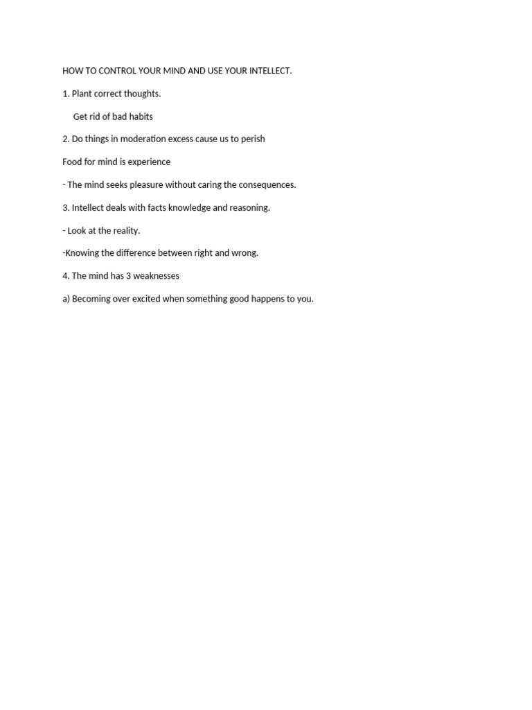 How To Control Your Mind and Use Your Intellect. | PDF