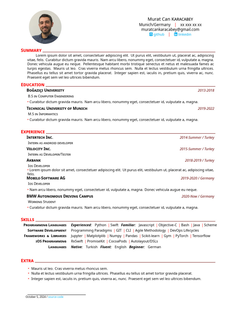 Murat S CV Template 1 | PDF