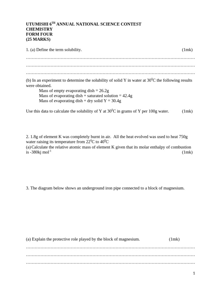 Chemistry f4 Science Contest 2017 | PDF