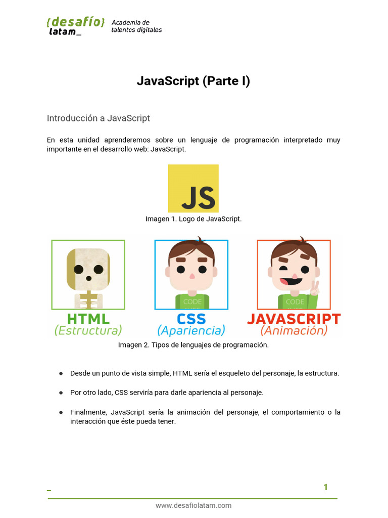 Lectura - JavaScript (Parte I) | PDF