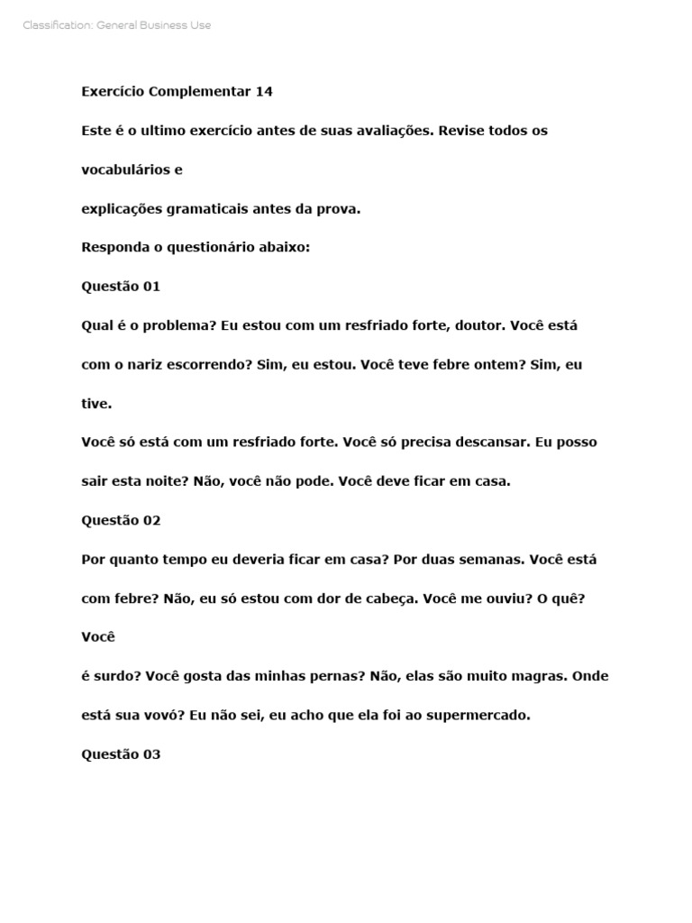 50 - Exercício Complementar 14 | PDF