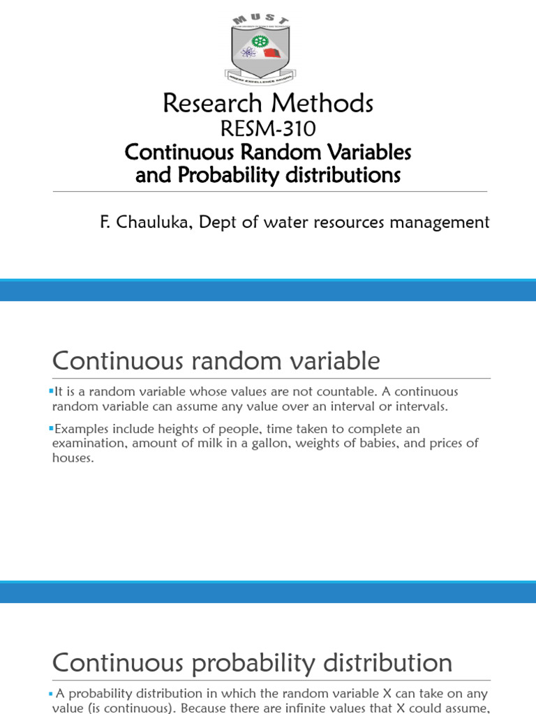 Lecture 6a Continuous Random Variable | PDF