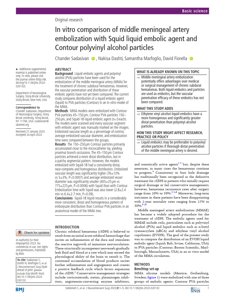 Middle Meningeal Artery Embolization With Squid Liquid Embolic Agent ...