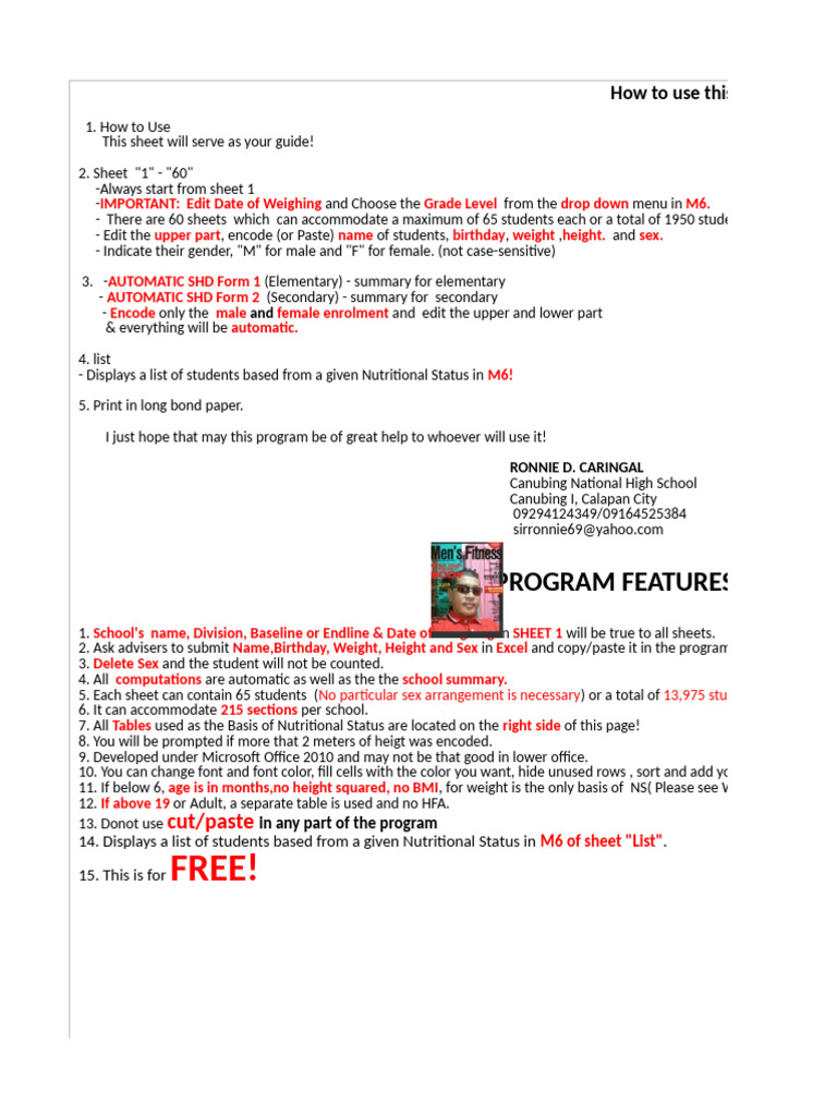 Revised Nutritional Status Bmi 2020 2021 1 | PDF