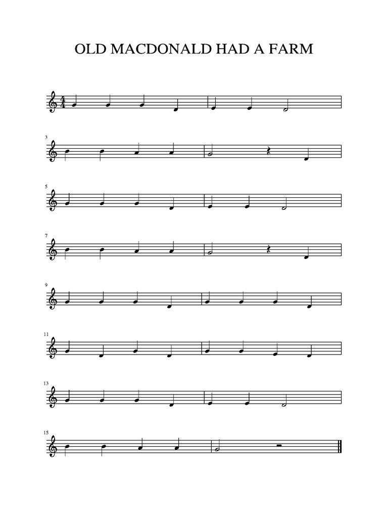 Old Macdonald Had A Farm Sheet Music | PDF