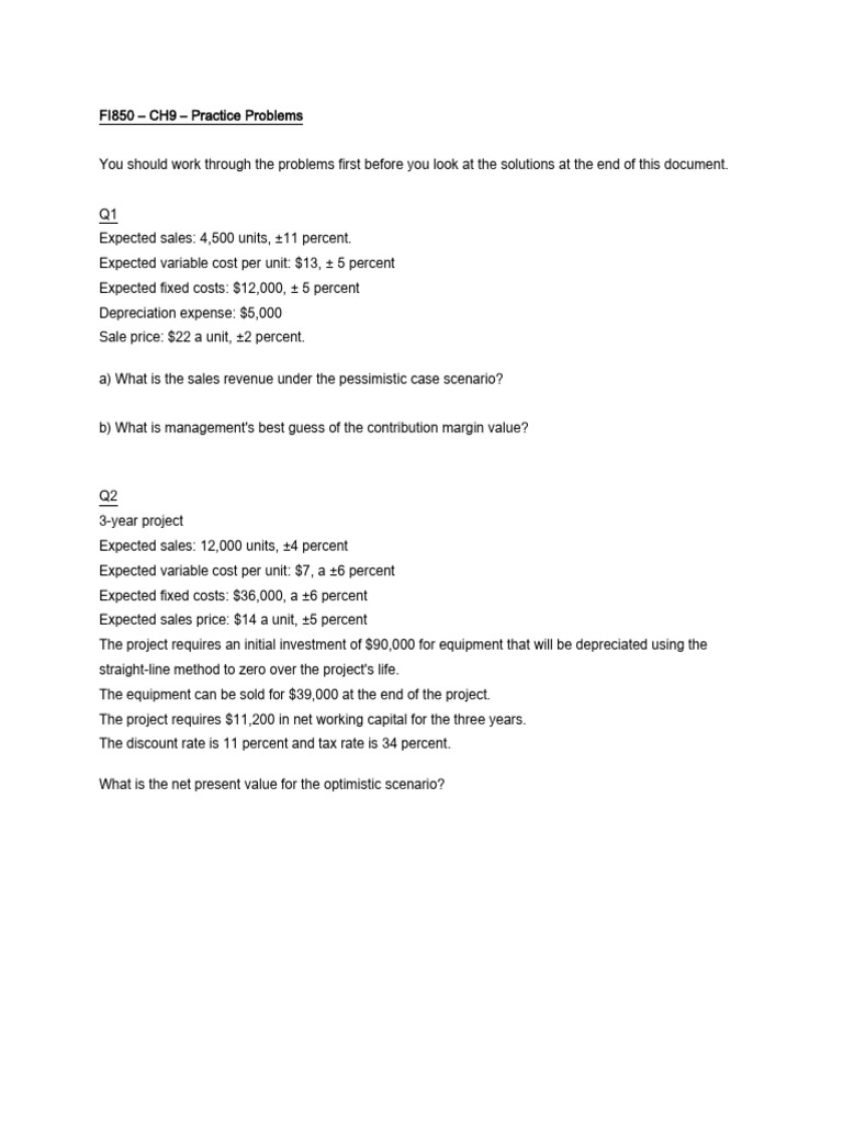 Practice Problems & Solutions | PDF | Net Present Value | Depreciation