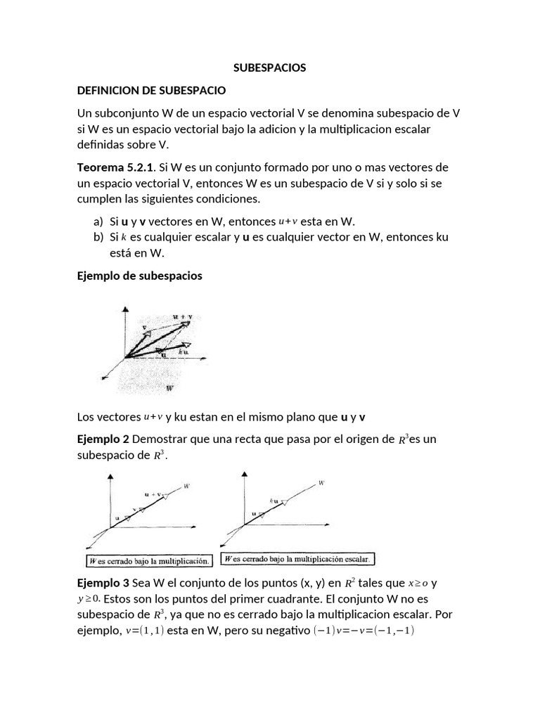 Tema Subespacios | PDF | Espacio vectorial | Subespacio lineal