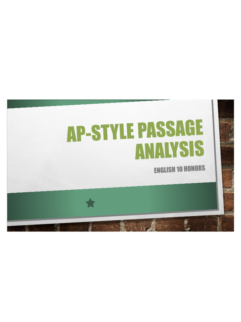 AP-Style Passage Analysis PowerPoint | PDF