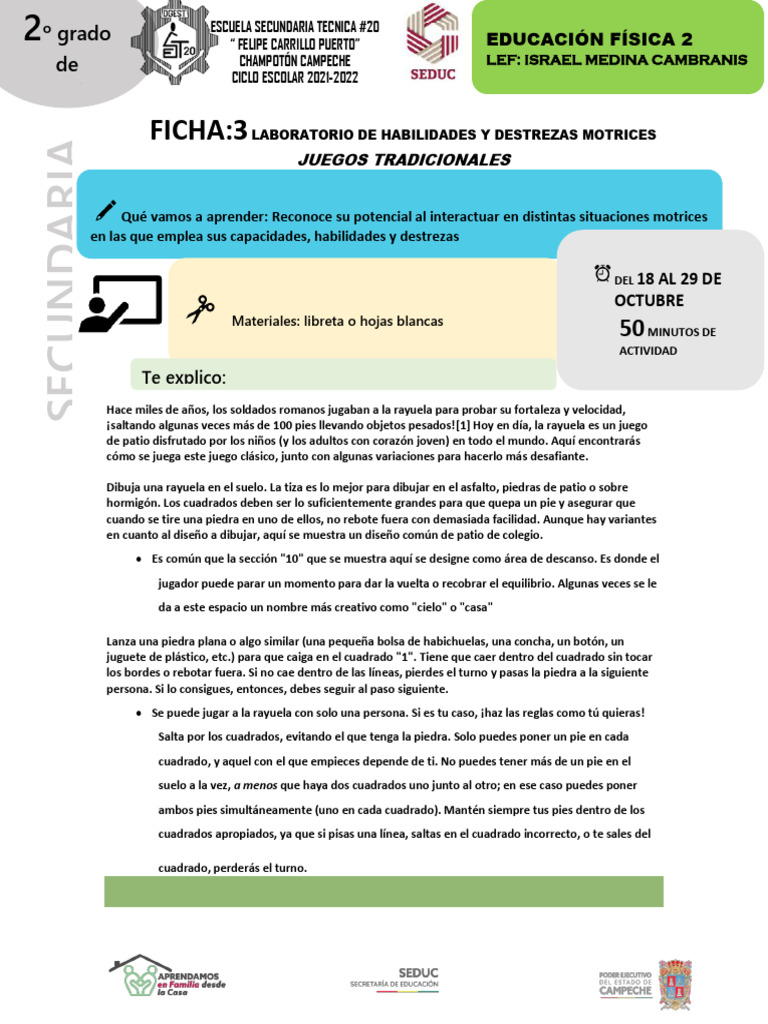 EF ISRAEL MEDINA_2°GRADO A,B.C. FICHA 3 OCTUBRE DEL 18 AL 29 | PDF