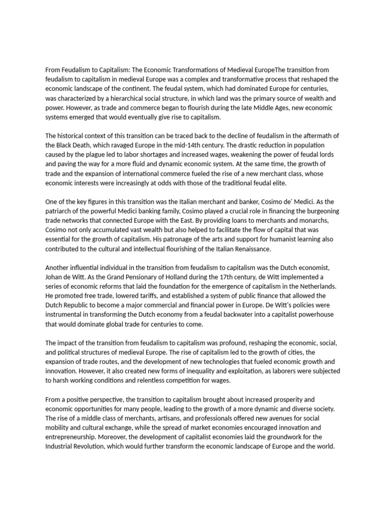 From Feudalism To Capitalism | PDF