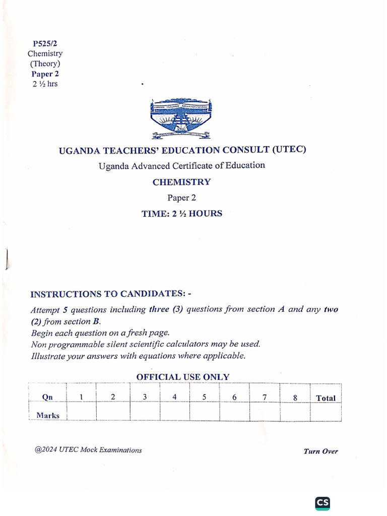 Utec Uace Chem2 2024 | PDF