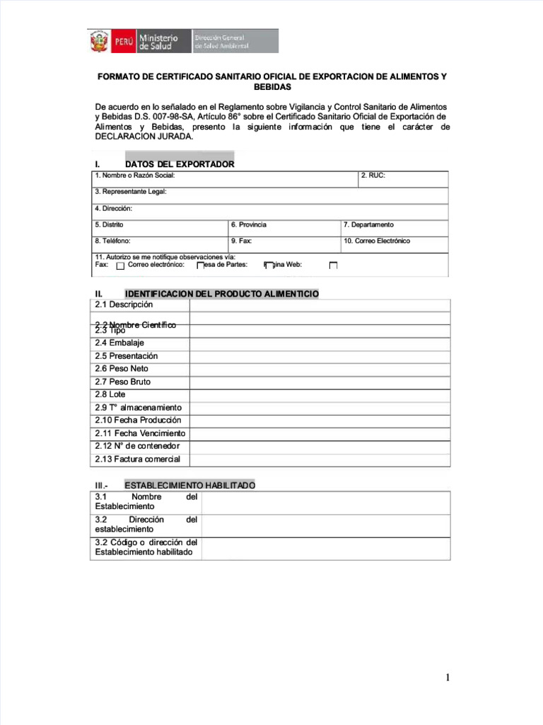 PDF Ejemplo Certificado Digesa - Compress | PDF