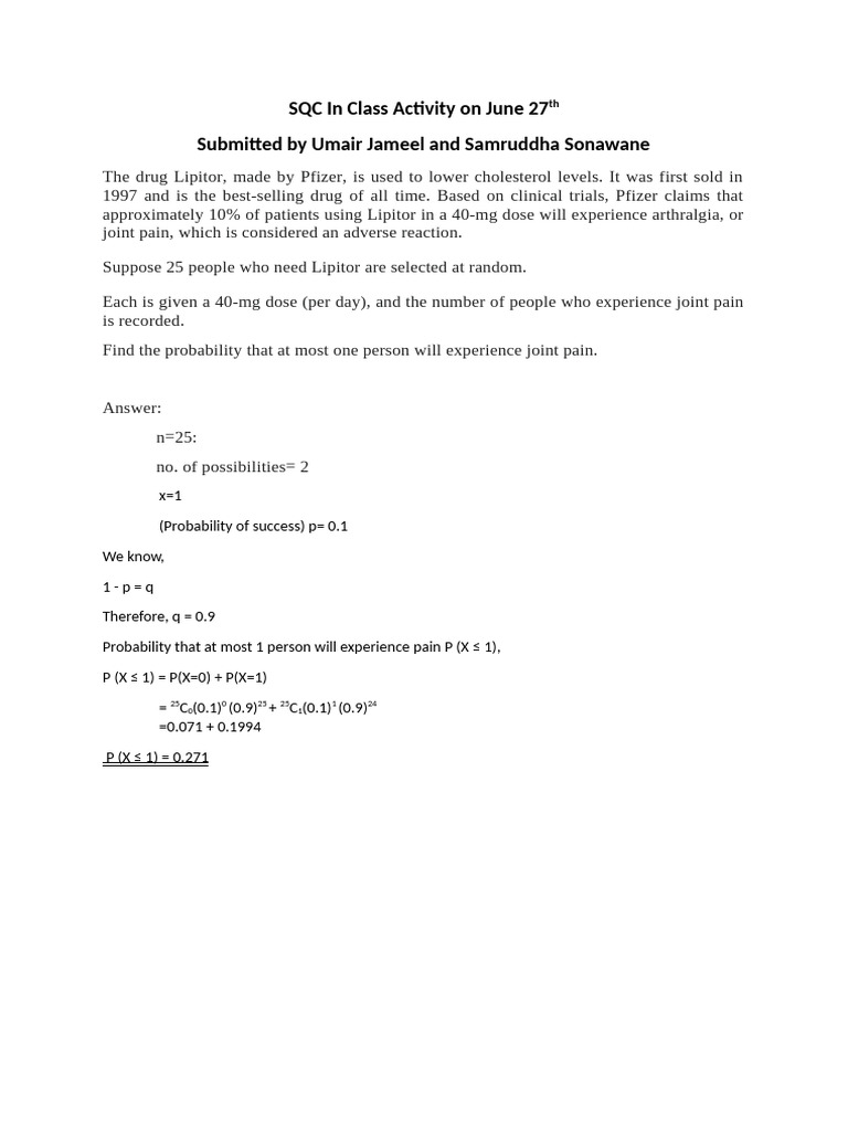 SQC In Class Activity | PDF