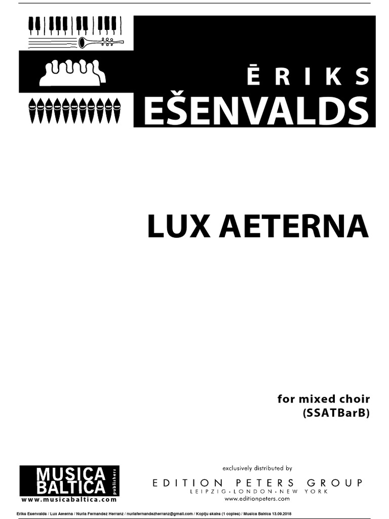 Esenvalds - Lux Aeterna Ssatb | PDF