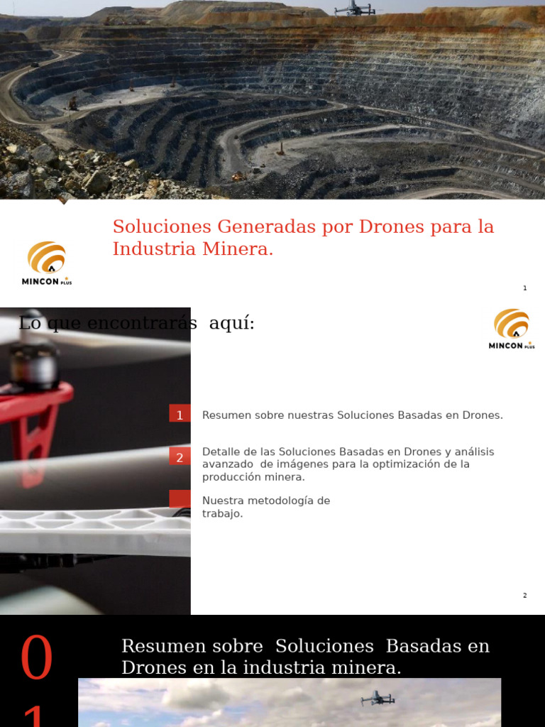 Presentacion Drones en Mineria Mincon Plus | PDF | Minería | Informática