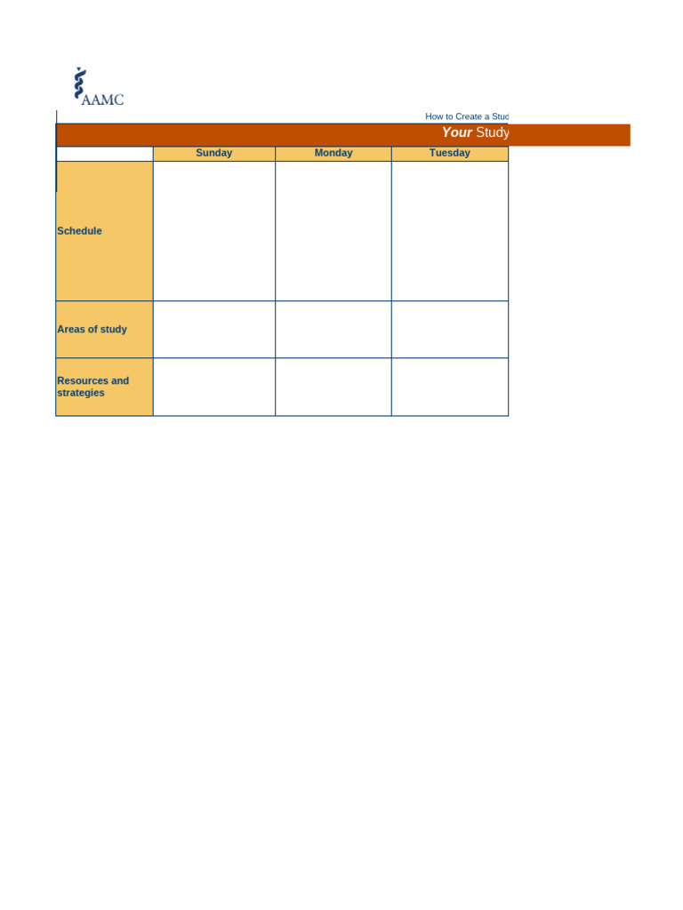 4 Study Plan Schedule Worksheet | PDF