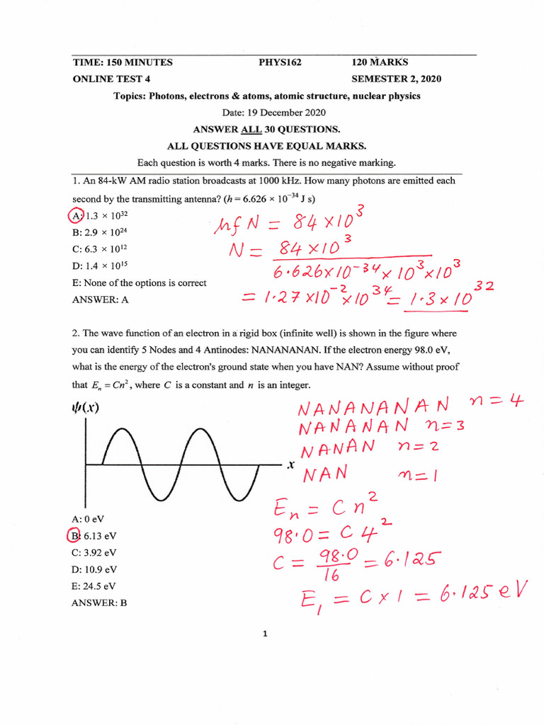 Test 4 Solutions | PDF