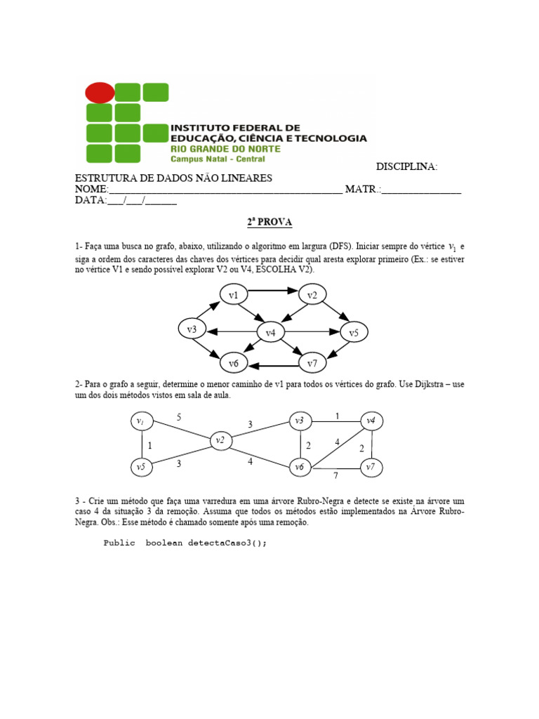 Prova Grafo Arvores | PDF
